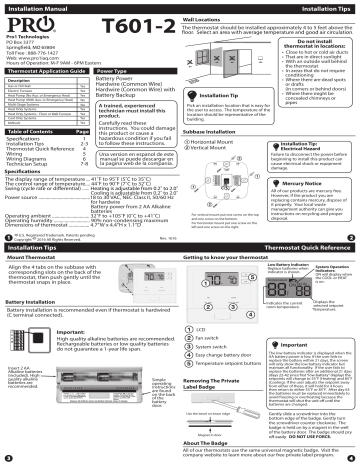 Pro1 T601-2 Installation Manual | Manualzz