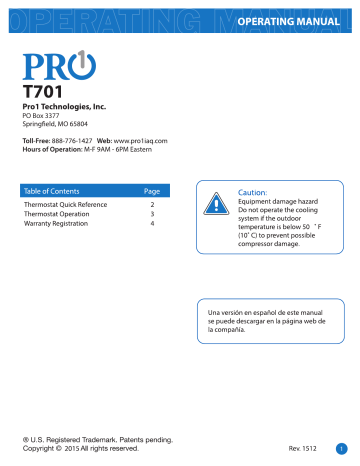 Pro1 T701 Operation Manual | Manualzz