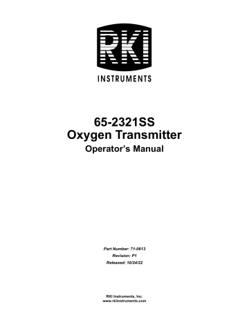 RKI Instruments 65-2321SS Owner Manual | Manualzz