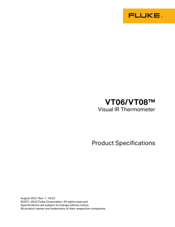 Fluke VT08 Visual IR thermometer Product Specification | Manualzz