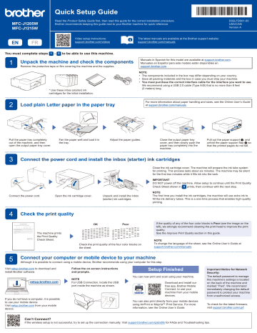 Brother MFC-J1205W Inkjet Printer Quick Setup Guide | Manualzz