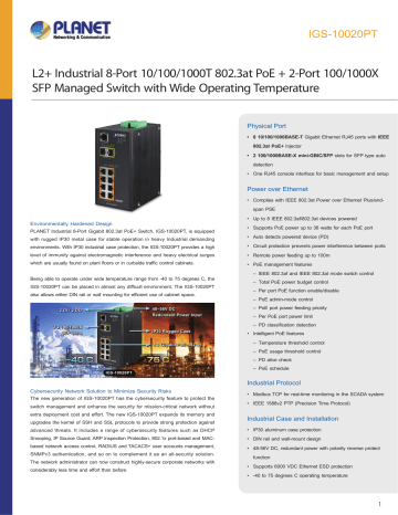 PLANET IGS-10020PT Datasheet | Manualzz