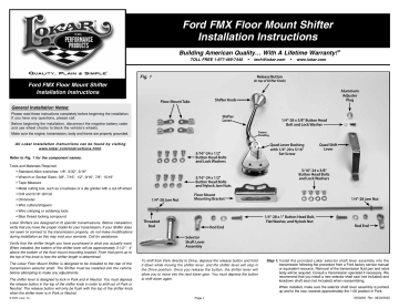 Lokar Ford FMX Floor Mount Shifter Installation Instructions | Manualzz