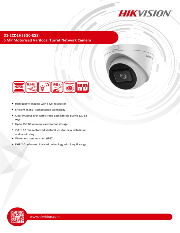 Hikvision DS-2CD1H53G0-IZ Network Camera Data Sheet | Manualzz