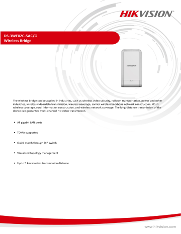 Hikvision DS-3WF02C-5AC/O Wireless Bridge Data Sheet | Manualzz
