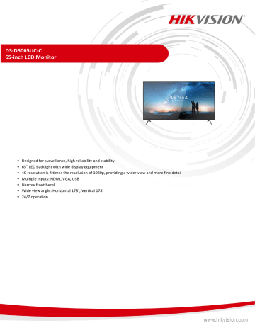 Hikvision DS-D5065UC-C Monitor Data Sheet | Manualzz
