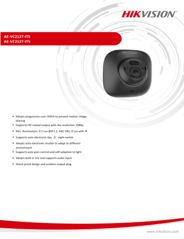 Hikvision AE-VC212T-ITS Mobile Camera Data Sheet | Manualzz
