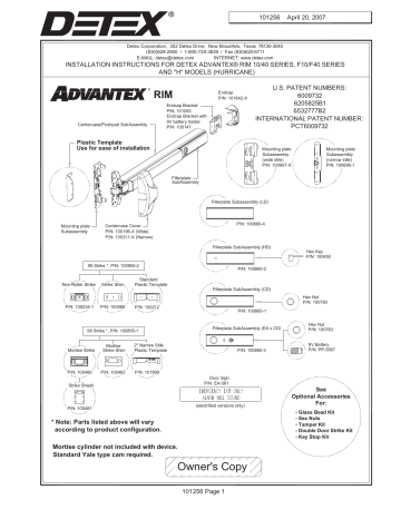 Detex 1010D Series 10 Function Device Installation Instructions | Manualzz