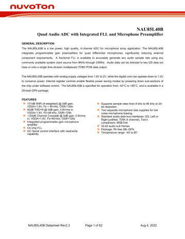 Nuvoton NAU85L40B Data Sheet | Manualzz