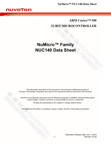 Nuvoton NUC140 Series Data Sheet | Manualzz