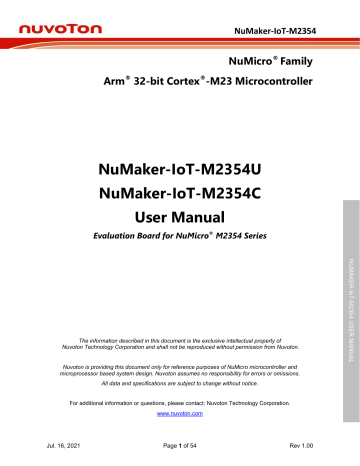 Nuvoton NuMaker-IoT-M2354 User Manual | Manualzz