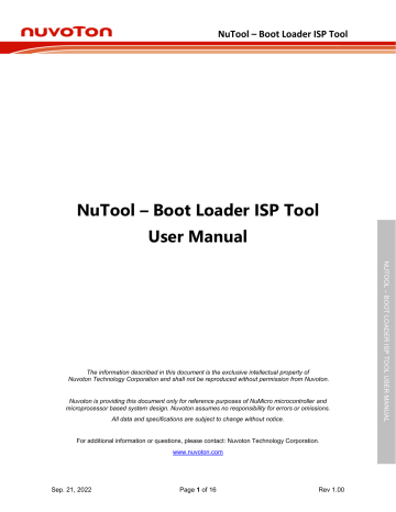 Nuvoton NuTool-Boot Loader ISP Tool User Manual | Manualzz