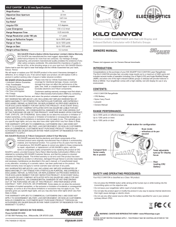 Sig Sauer KILO Canyon Owner's Manual | Manualzz