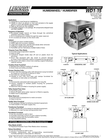 Lennox WD1-15-4 Humidifier Installation Guide | Manualzz