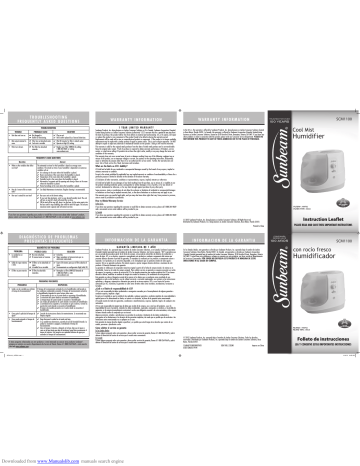 Sunbeam scm1100 Humidifier Owner's Manual | Manualzz