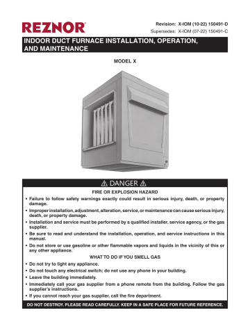 Reznor X Installation Instruction | Manualzz