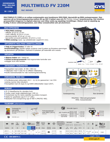 GYS MULTIWELD FV 220M Blad | Manualzz