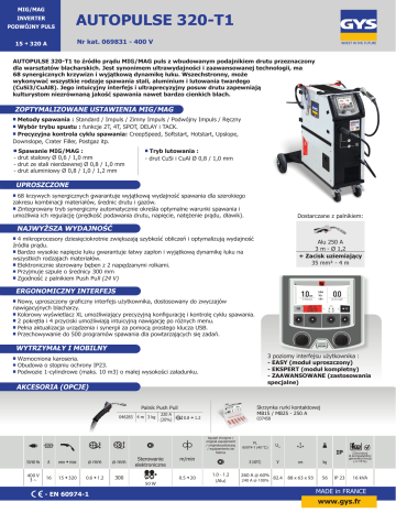 GYS AUTOPULSE 320-T1 400V Karta katalogowa | Manualzz