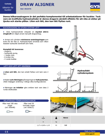 GYS GYS DRAW ALIGNER Datablad | Manualzz