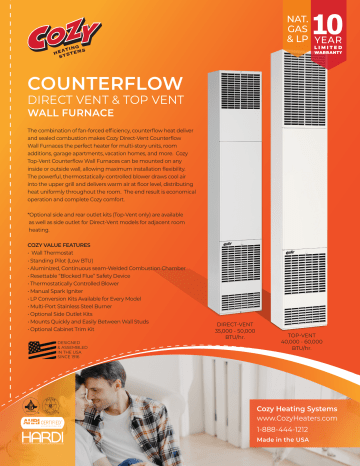Cozy Counterflow – DVCF Specification Sheet | Manualzz