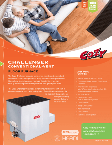 Cozy Challenger Floor Furnace Specification Sheet | Manualzz