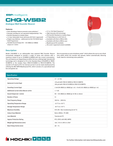 Hochiki CHQ-WSB2 Specification | Manualzz