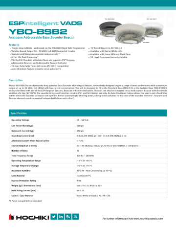 Hochiki YBO-BSB2 Specification | Manualzz