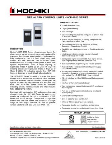 Hochiki HCP-1000 Series Data Sheet | Manualzz