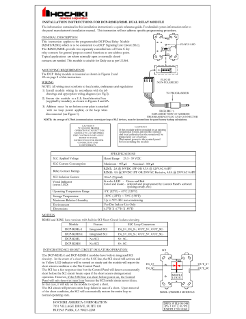 Hochiki DCP-R2MH/R2ML DUAL RELAY MODULE Installation Instructions ...