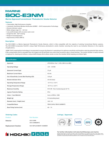 Hochiki SOC-E3NM Specification | Manualzz