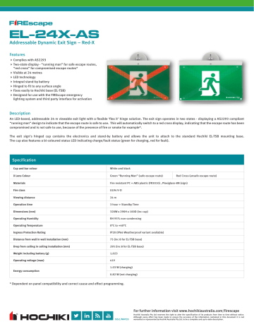 Hochiki Dynamic Exit RED-X EL-24X-AS Specification | Manualzz