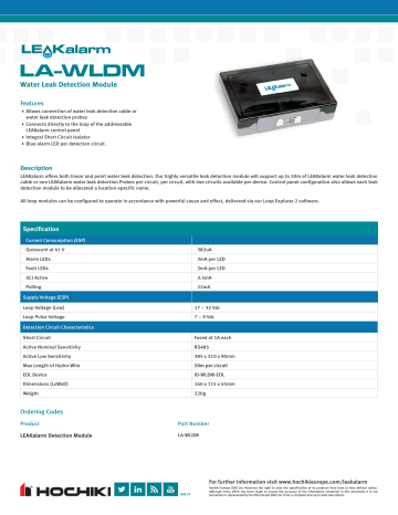 Hochiki LA-WLDM Specification | Manualzz