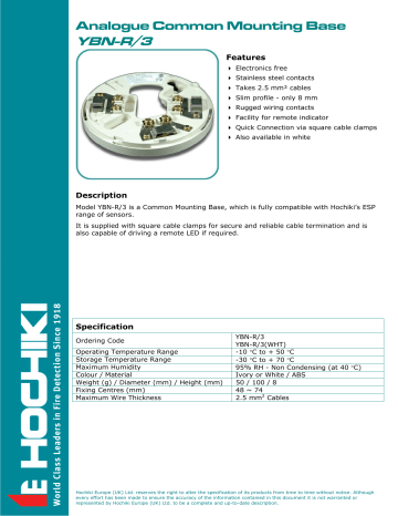Hochiki YBN-R/3 Specification | Manualzz