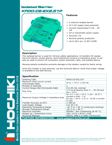 Hochiki KFDO-CS-EX2.51P Specification | Manualzz