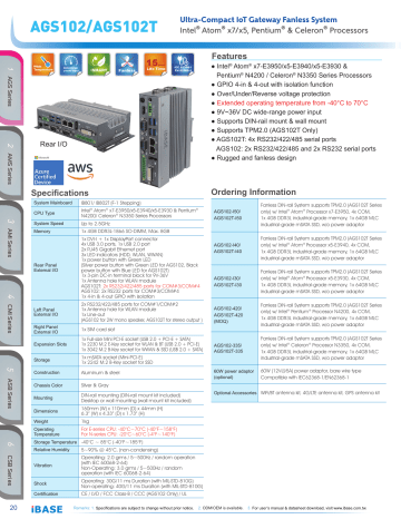 IBASE AGS102 Intelligent System Datasheet | Manualzz