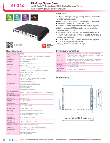 IBASE SI-324 Digital Signage Player Datasheet | Manualzz