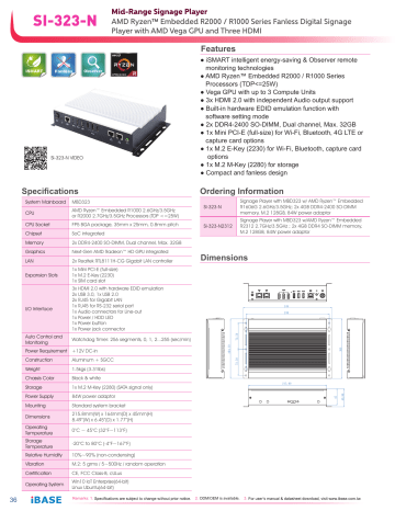IBASE SI-323-N Digital Signage Player Datasheet | Manualzz
