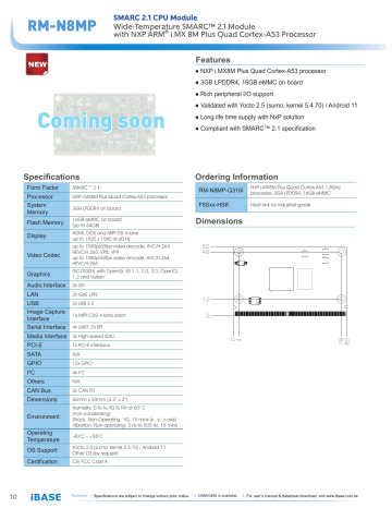 IBASE RM-N8MP RISC Platform Datasheet | Manualzz