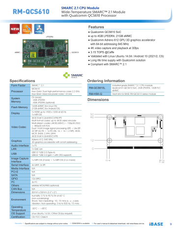 IBASE RM-QCS610 RISC Platform Datasheet | Manualzz