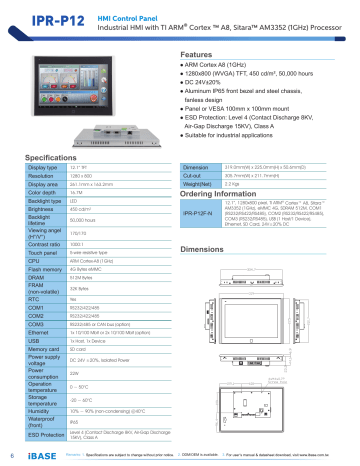 IBASE IPR-P12F-N RISC Platform Datasheet | Manualzz
