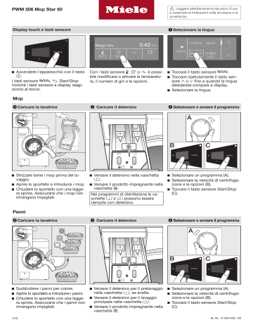 Miele PWM 506 Mop Star 60 Lavatrice Prof. Manuale utente | Manualzz