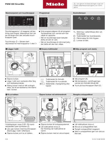 Miele PWM 300 SmartBiz Tvättmaskin Bruksanvisningar | Manualzz