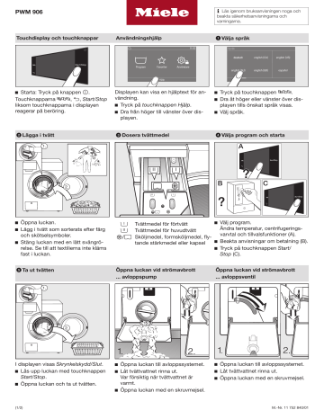 Miele PWM 906 Professionell tvättmaskin Bruksanvisningar | Manualzz