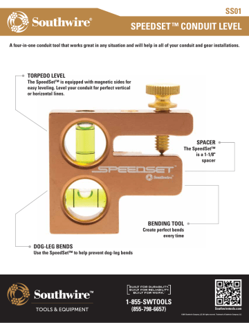 Southwire SS01 Speedset™ Conduit Level Specifications | Manualzz