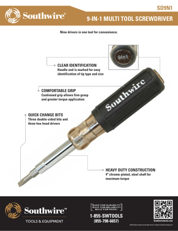 Southwire SD9N1 9-in-1 Multi-Tool Screwdriver Specifications | Manualzz