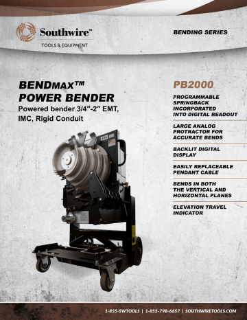 Southwire PB2000 BENDMAX™ Power Bender Specifications | Manualzz