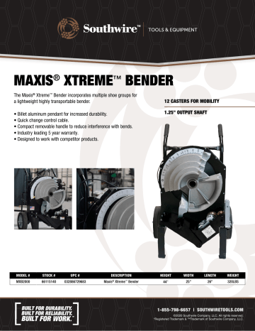 Southwire MXB2000 Maxis® Xtreme™ Bender Specifications | Manualzz