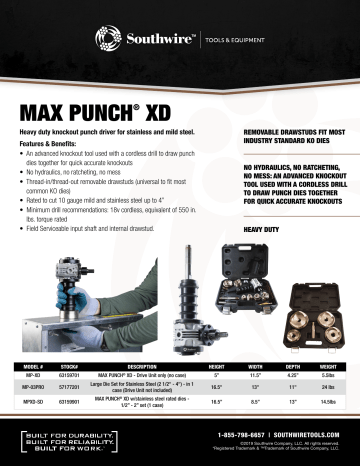 Southwire MP-XD MAX PUNCH® XD Specifications | Manualzz