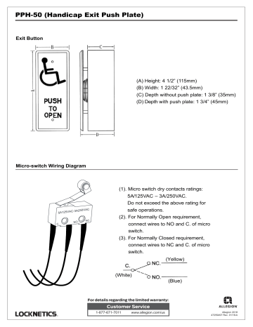 Locknetics PPH-50 Handicap Exit Push Plate Wiring Diagram | Manualzz