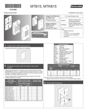 Schlage MTB15 MTKB15 Installation Instructions | Manualzz